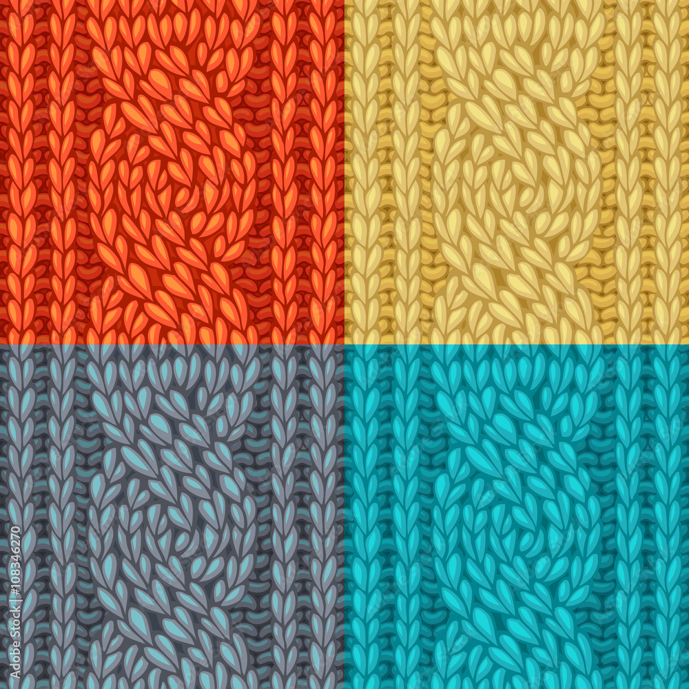 Colourful Six-Stitch Cable Stitch Textures. Stock Vector | Adobe Stock