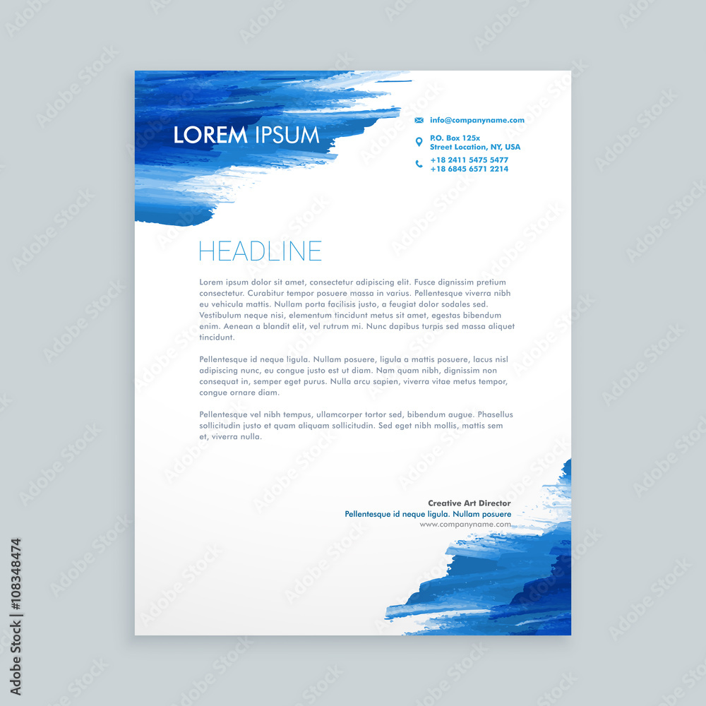 blue flowing ink letterhead template Stock Vector | Adobe Stock