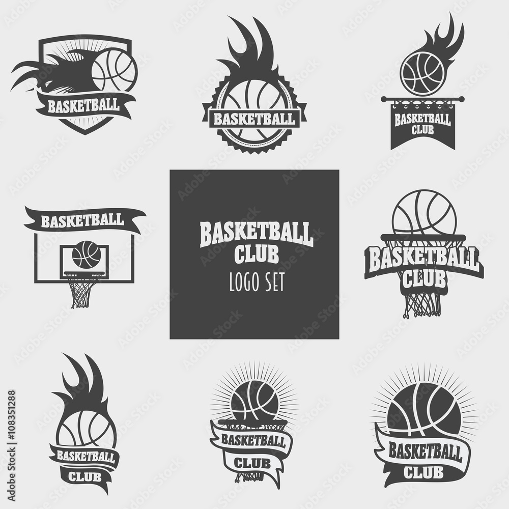 Vector set of basketball logos, labels, badges and signs Stock Vector ...