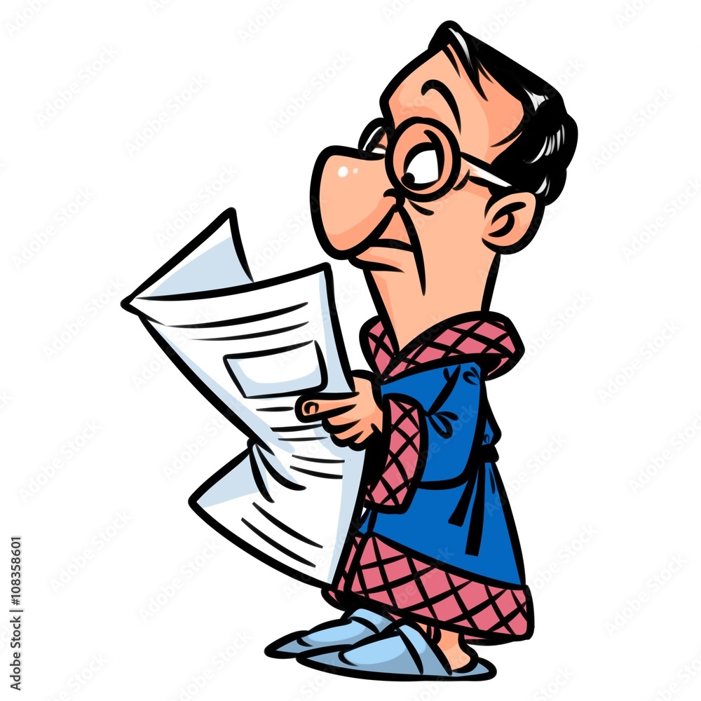 Cartoon Reading Newspaper