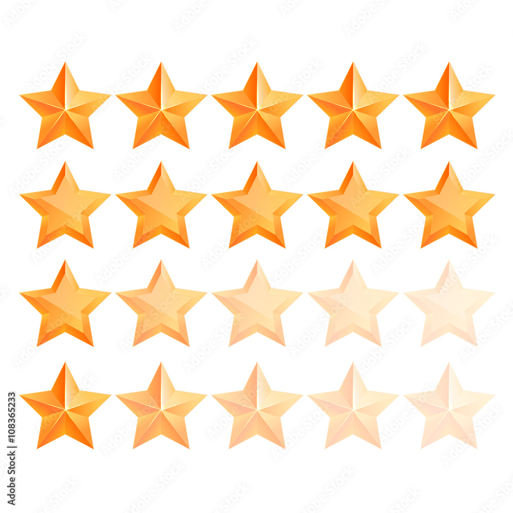 Realistic 3D gold star Set. Award winner. Good job. The best reward ...