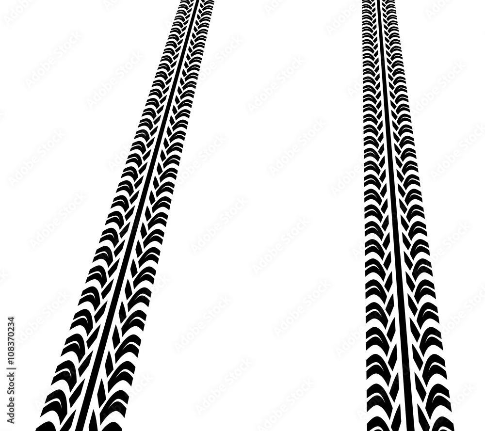 Reifenspuren, Reifenprofile,perspektivisch Stock-Vektorgrafik | Adobe Stock