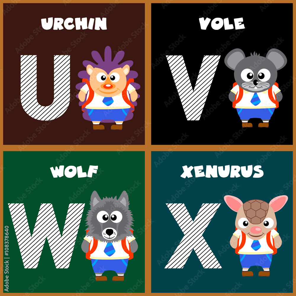 The English alphabet letter U,V,W,X Stock Vector | Adobe Stock