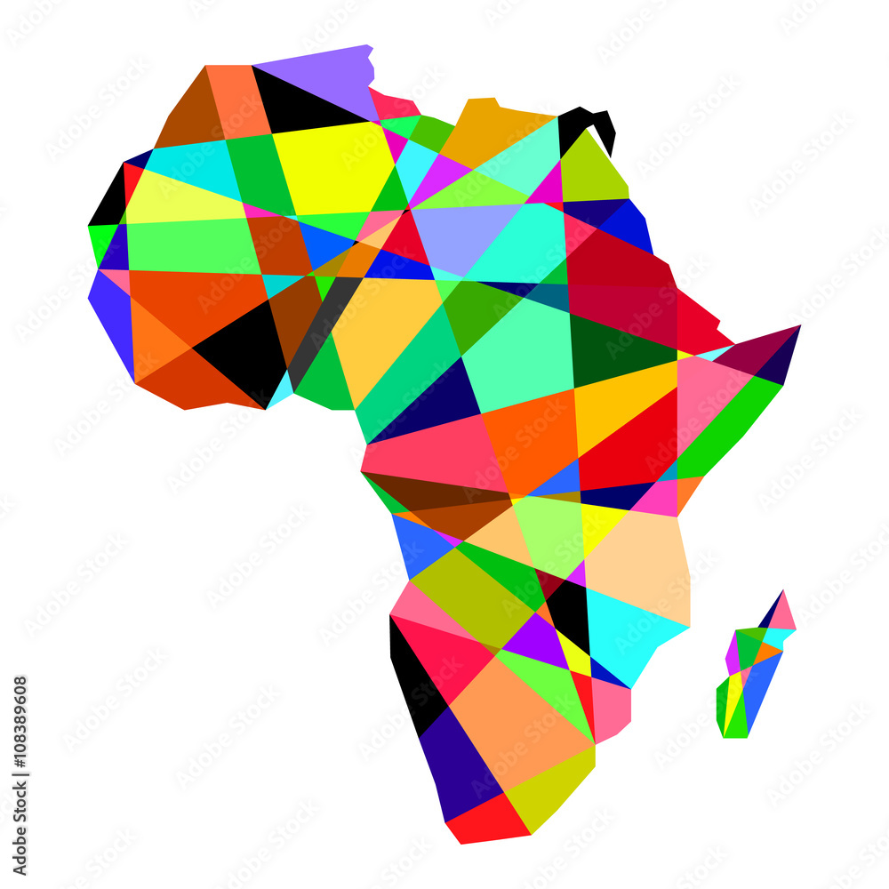 Isolated and colorful map of Africa. Roughly drawn, combined with lines ...