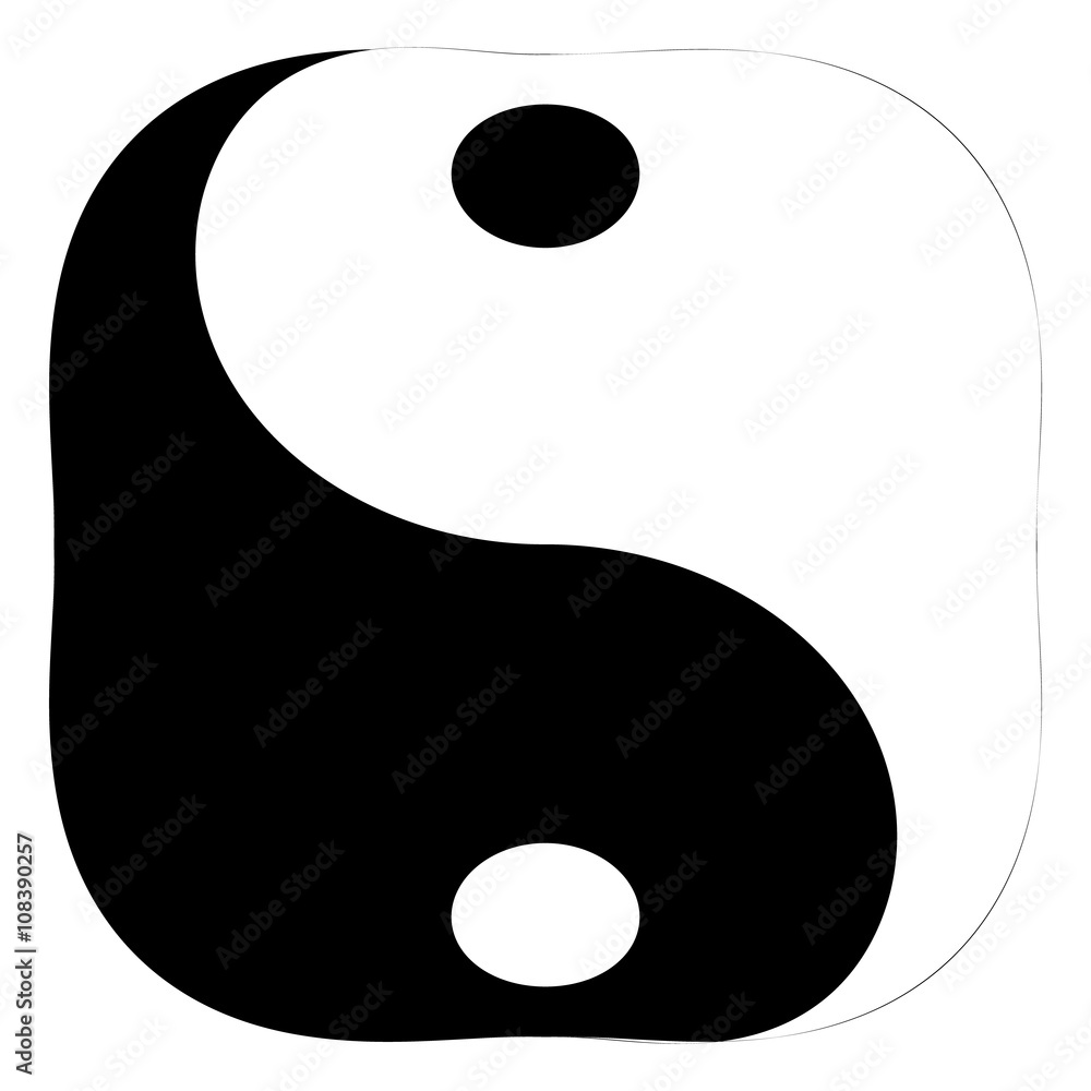 Isolated and square black and white "Yin Yang" symbol of harmony and ...