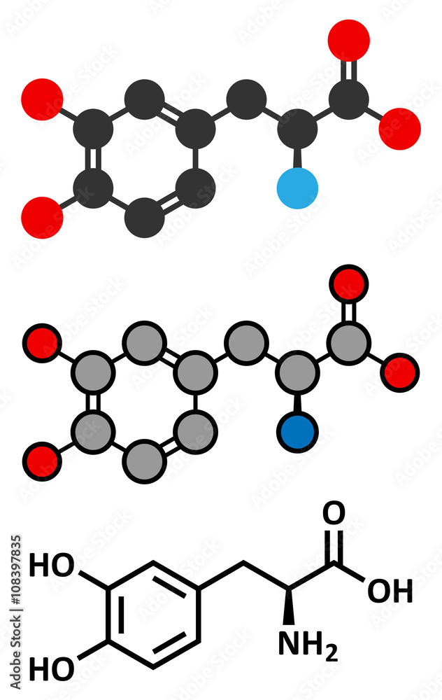 L-DOPA (levodopa) Parkinson's disease drug molecule. Stock Vector ...