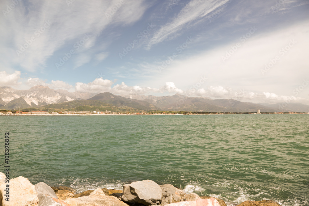 Marmor, Marina di Carrara, Marmor, Meer, Mittelmeer, Versilia, Italien ...
