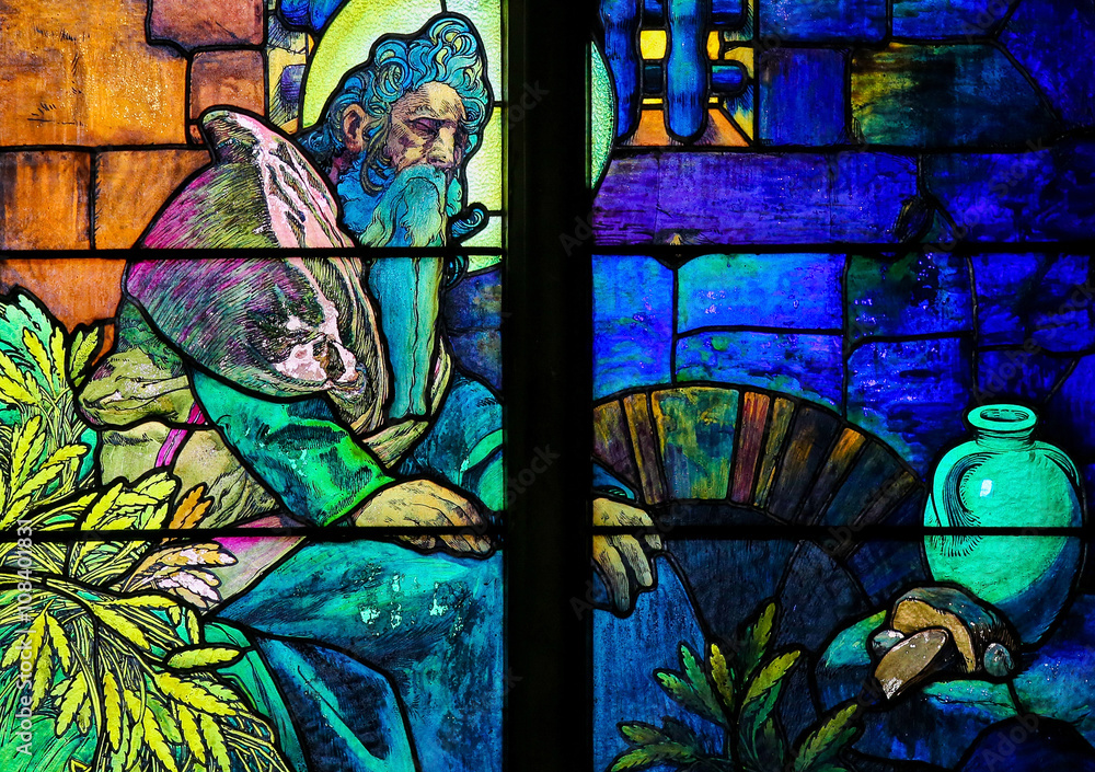 Stained Glass of Saint Methodius by Alphonse Mucha Stock Photo | Adobe ...