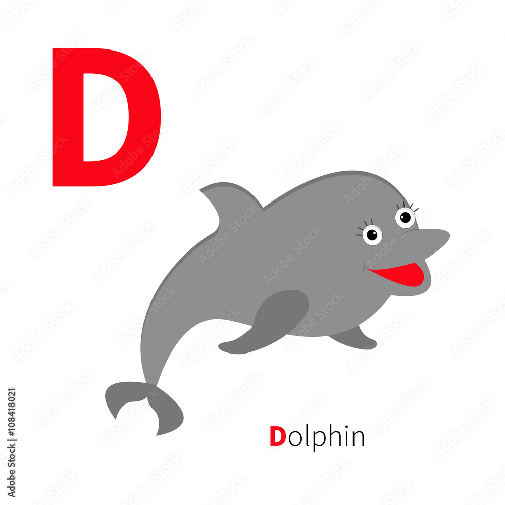 Letter D Dolphin. Zoo alphabet. English abc with animals Education ...