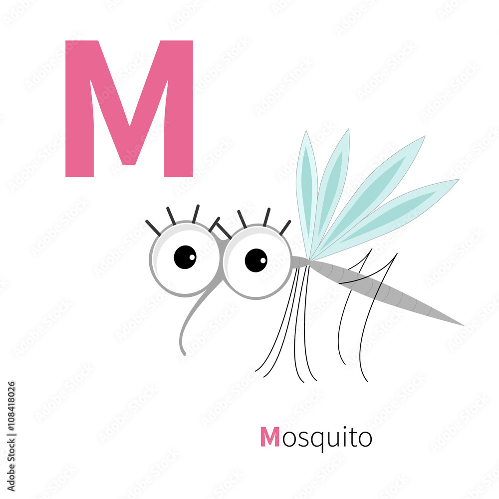 Letter M Mosquito Zoo alphabet. Insect English abc with animals ...