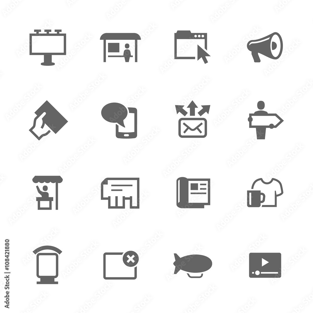 Simple Advertisement icons Stock Vector | Adobe Stock