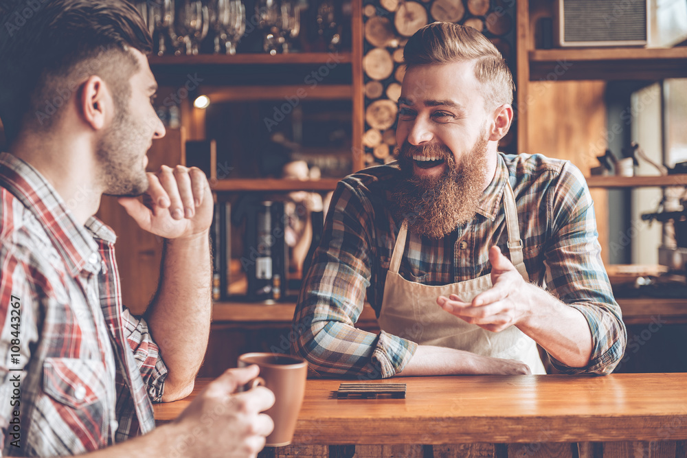 Sharing good news. foto de Stock | Adobe Stock