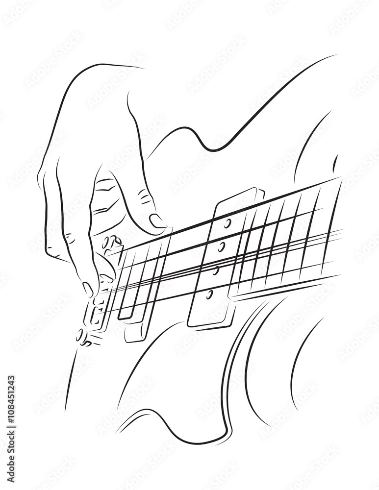 Playing Bass line art illustration. Stock Vector | Adobe Stock