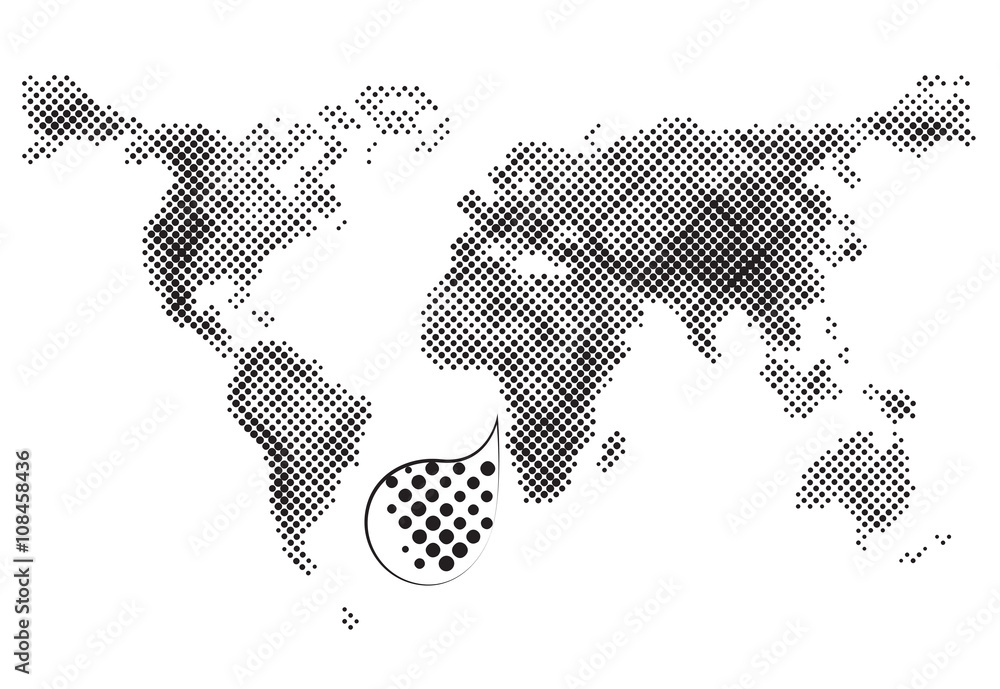 Grey dotted world vector map on white background, geographic ...