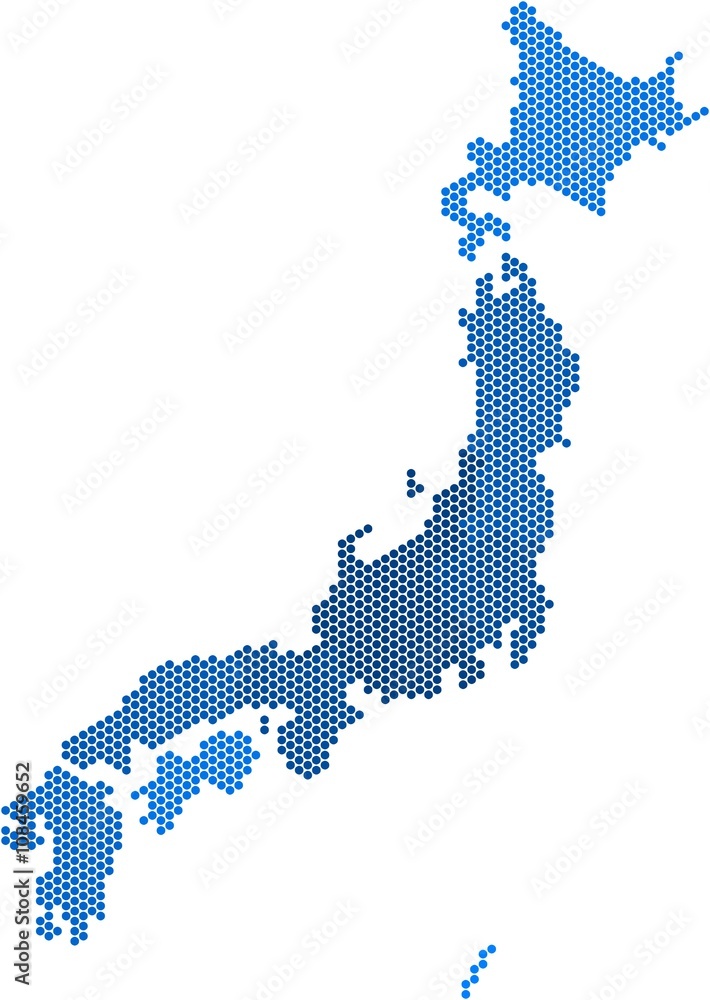 Blue circle shape Japan map on white background. Vector illustration ...