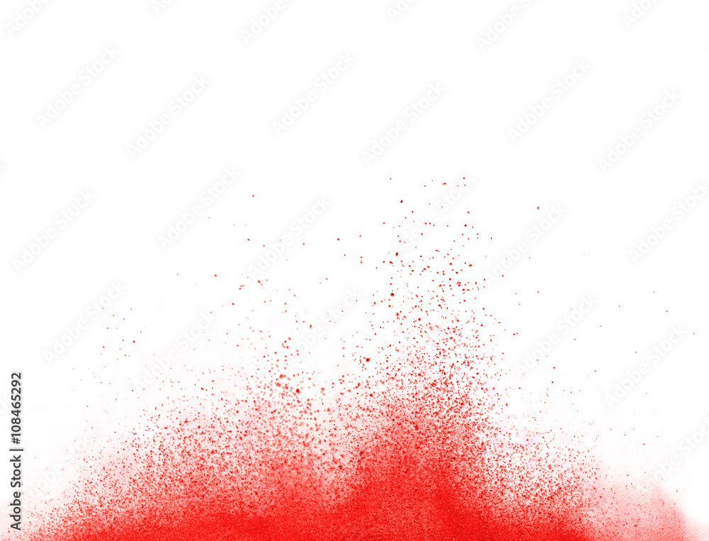Explosion of red powder on white background Stock Photo | Adobe Stock