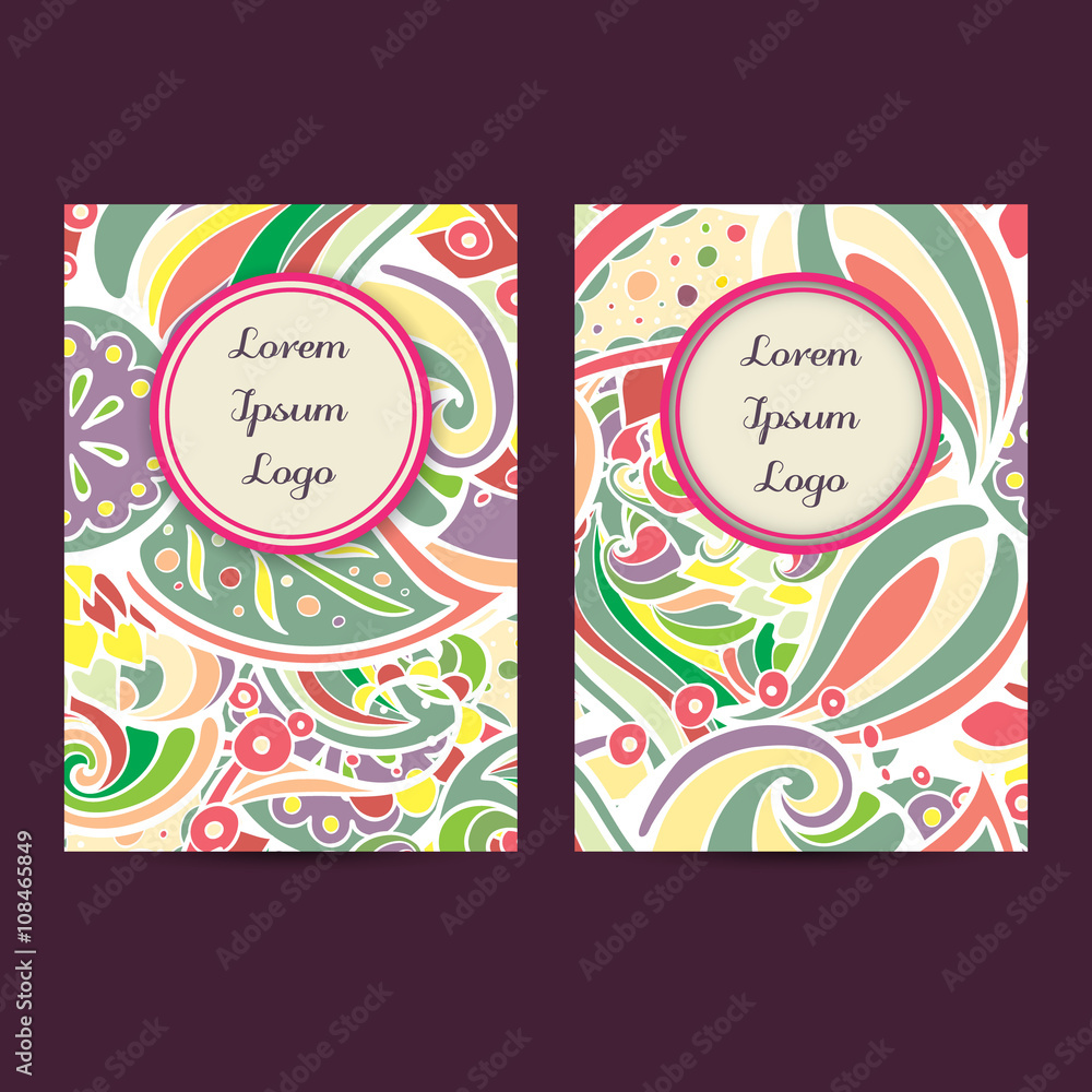 Vector set of boho leaves & paisleys card template designs, perfect for ...