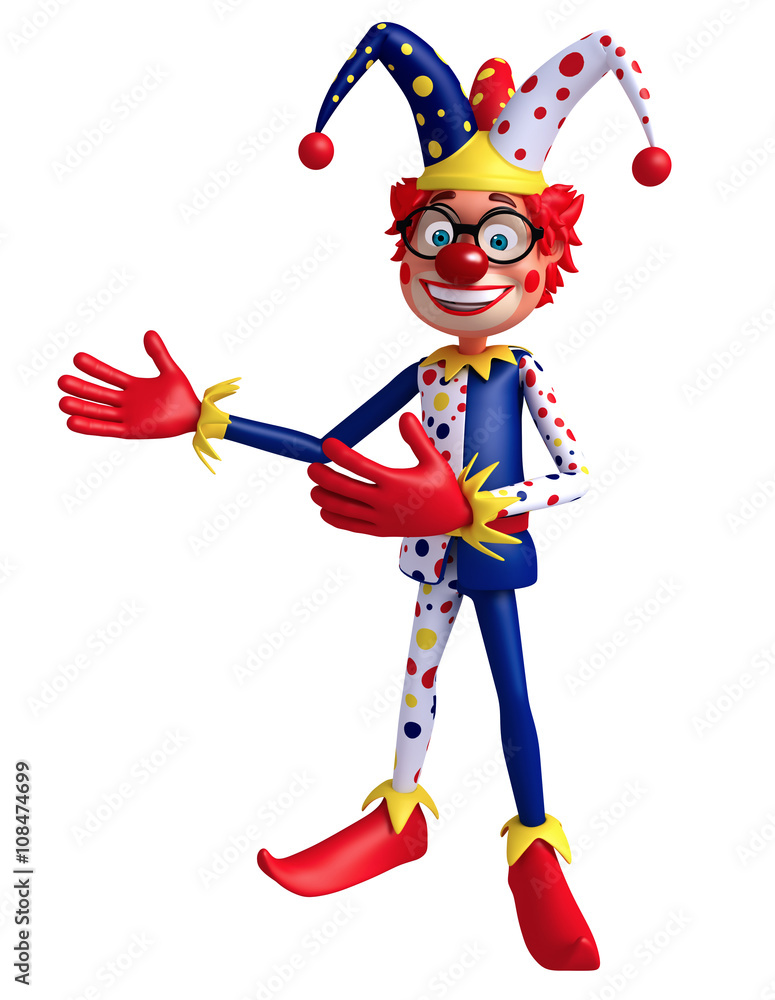 3D Rendered illustration of slim clown pointing pose Stock Illustration ...