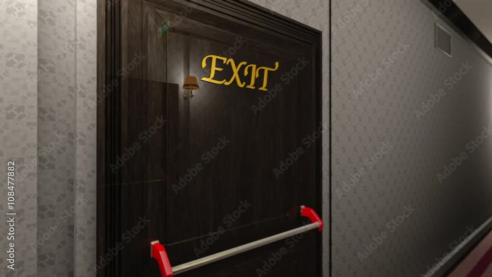 Elegant Hotel Corridor Exit Door in Focus 3D Animation Stock Video ...