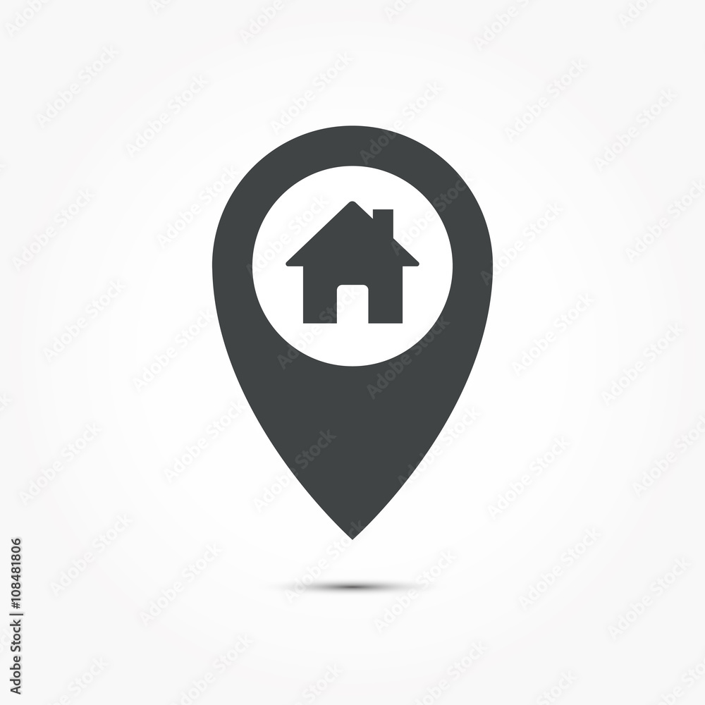 Point on the map with an icon at home Stock Vector | Adobe Stock
