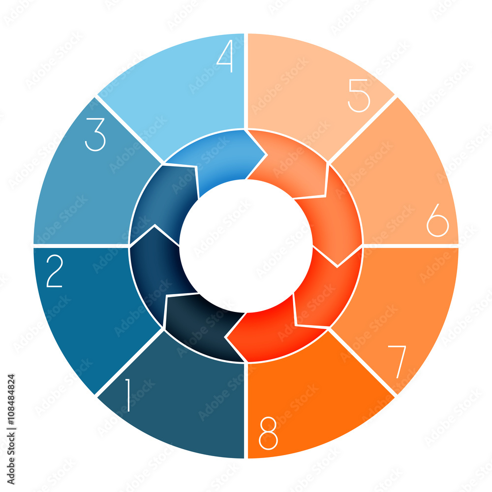 Infographic ring chart text area numbered for eight position Stock ...