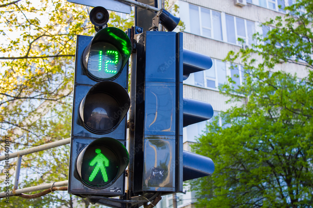 Traffic lights with the green light lit Stock Photo | Adobe Stock