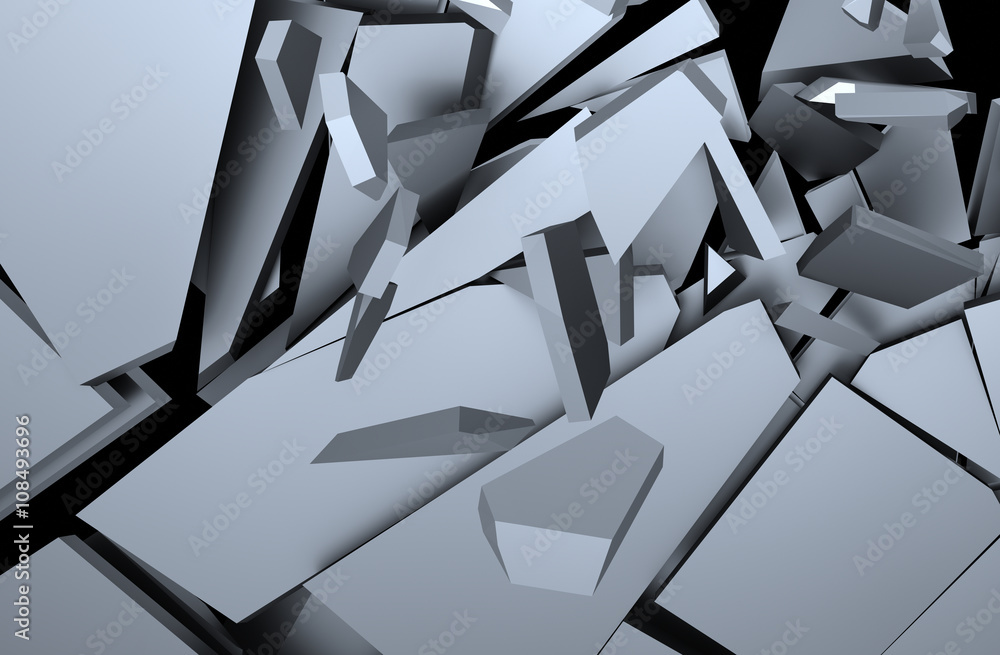 Abstract 3d rendering of cracked surface. Background with broken shape ...
