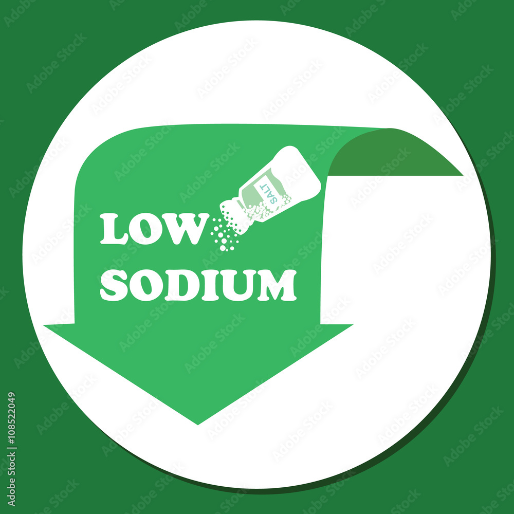 low sodium label green in food salt ingredients symbol logo Stock ...