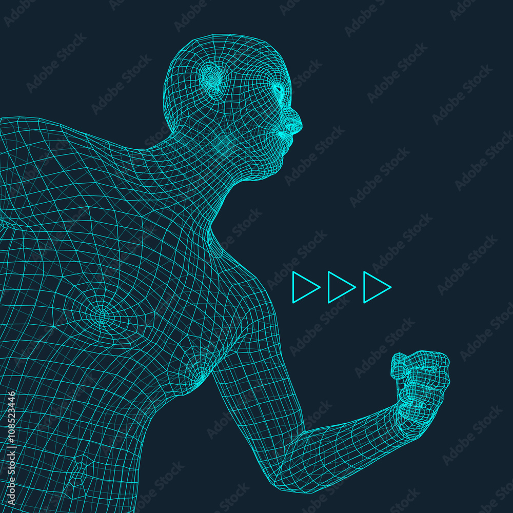 3D Model of Man. Polygonal Design. Geometric Design. Business, Science ...