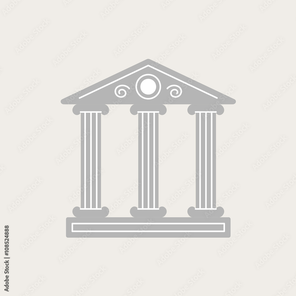 Vector illustration with the image of a classical building with three ...
