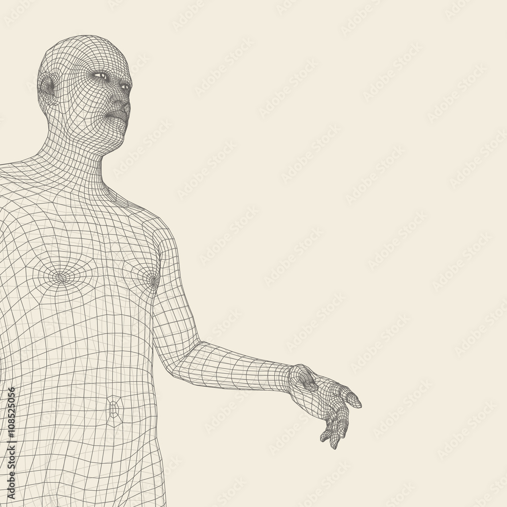 Man Pointing his Finger. 3D Model of Man. Geometric Design. Vector ...