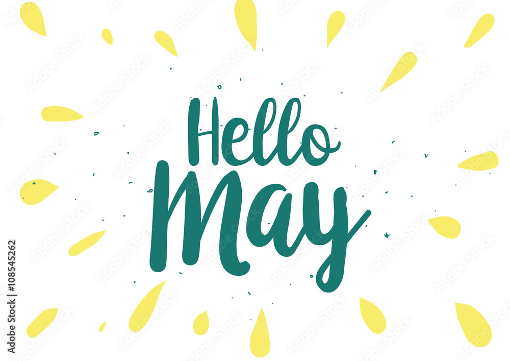 Hello may inscription. Greeting card with calligraphy. Hand drawn ...