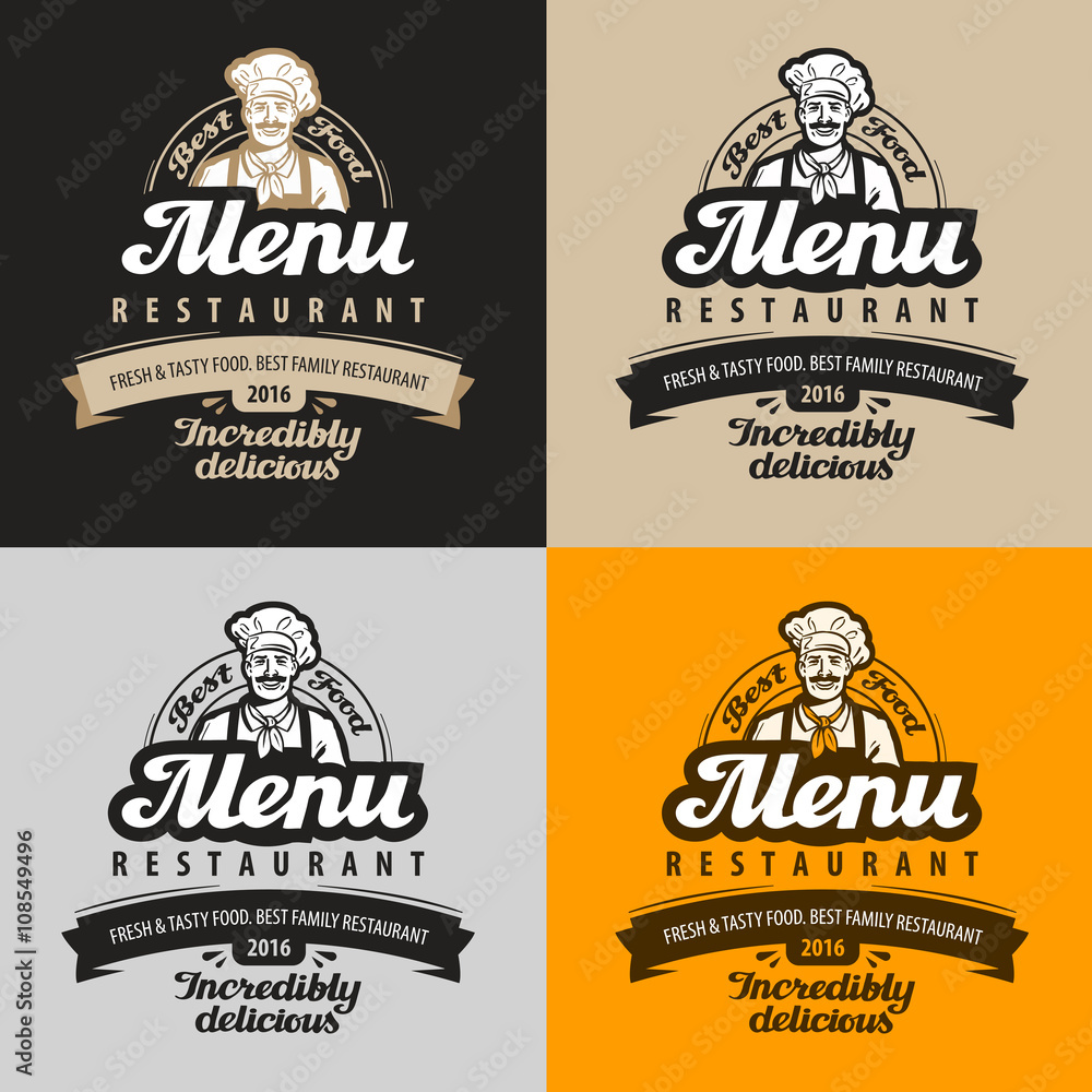 Vetor de menu restaurant, cafe vector logo. eatery, diner, bistro or ...