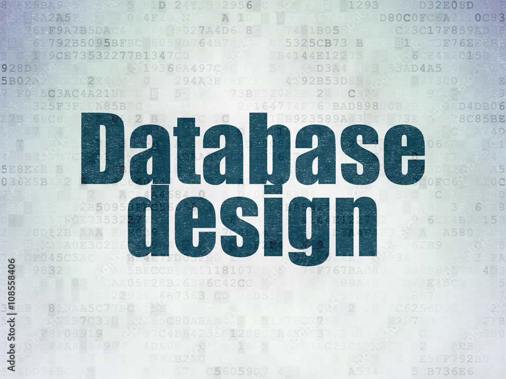 Database concept: Database Design on Digital Paper background Stock ...