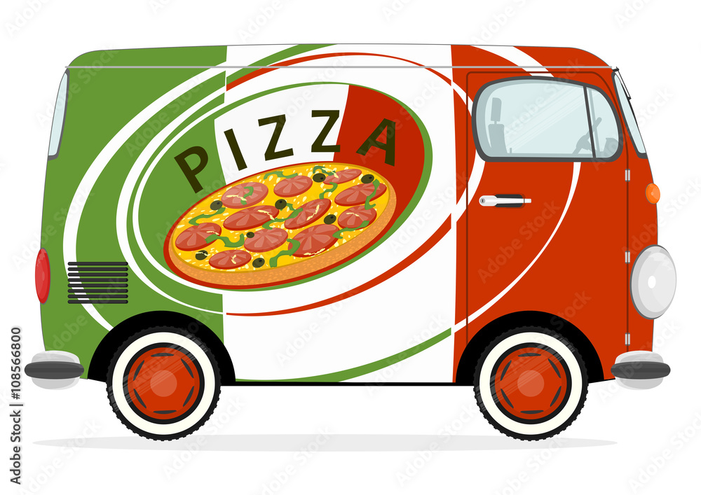 Pizza A Pizza Delivery By Car Clip Art