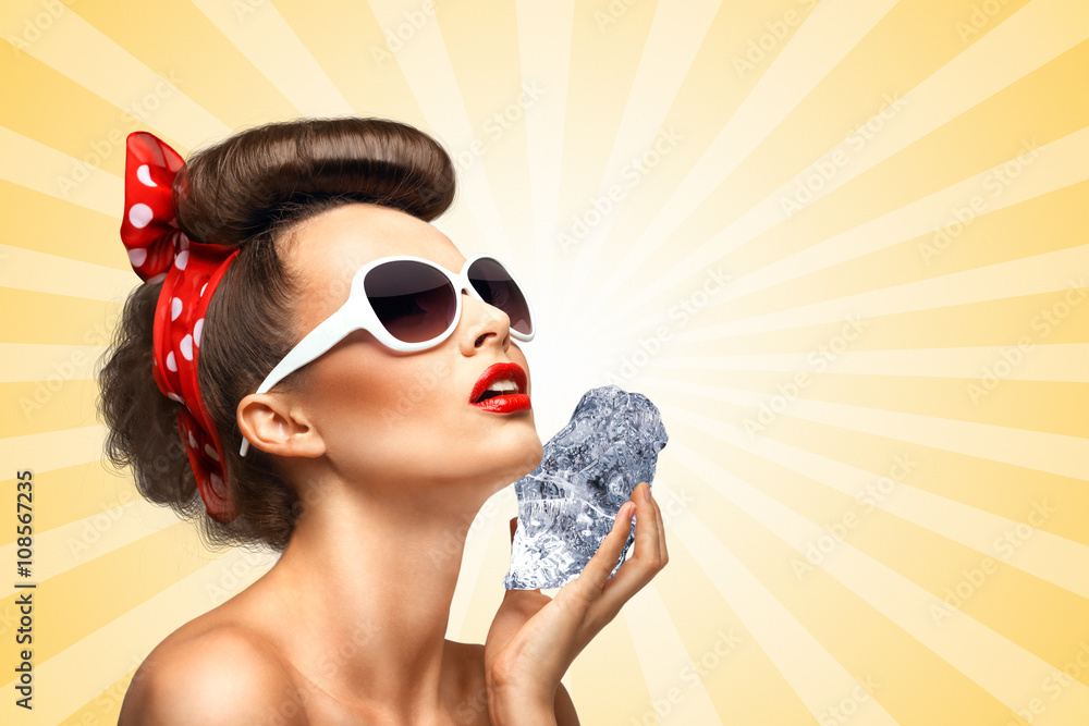 Icy pinup girl / The vintage photo of a glamorous vintage pin-up girl ...