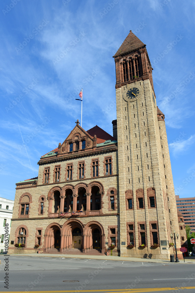 Albany City Hall was built in 1880 with Richardson Romanesque style by ...