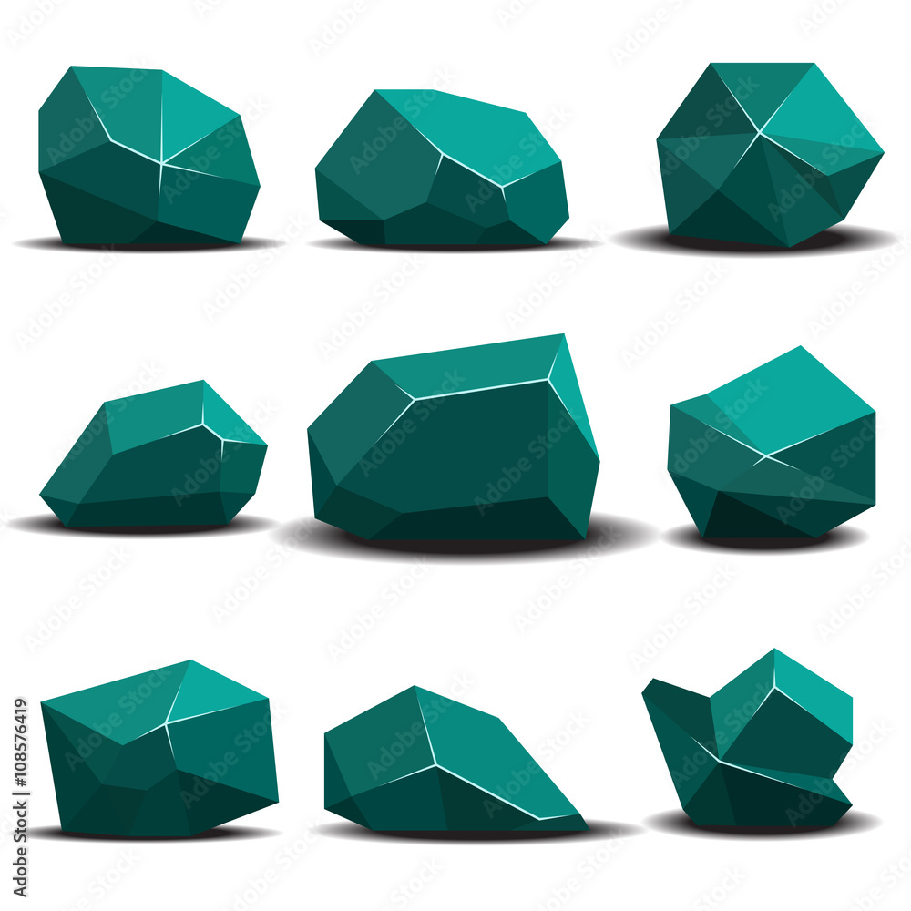 Stone set in cartoon style. Set of different boulders. Vector ...