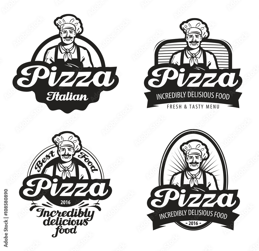 pizza vector logo. cafe, food, pizzeria, restaurant or chef icon Stock ...