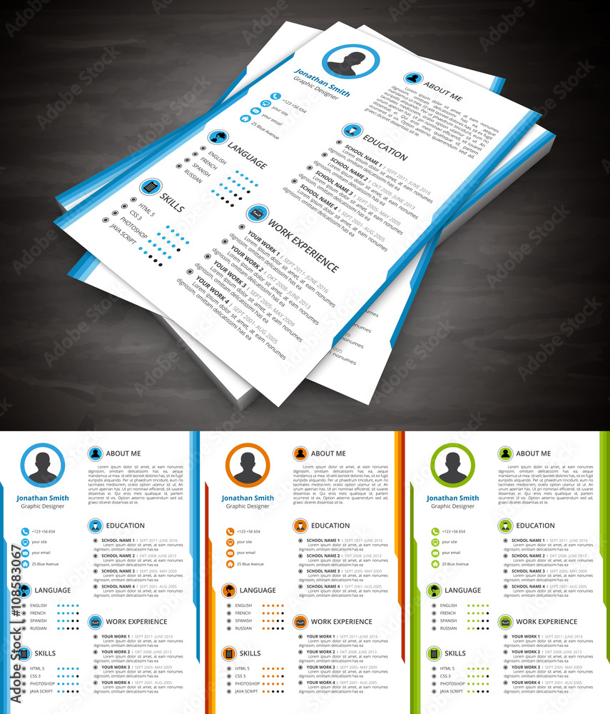 Resume.File contains text editable AI, EPS10,JPEG and free font link ...