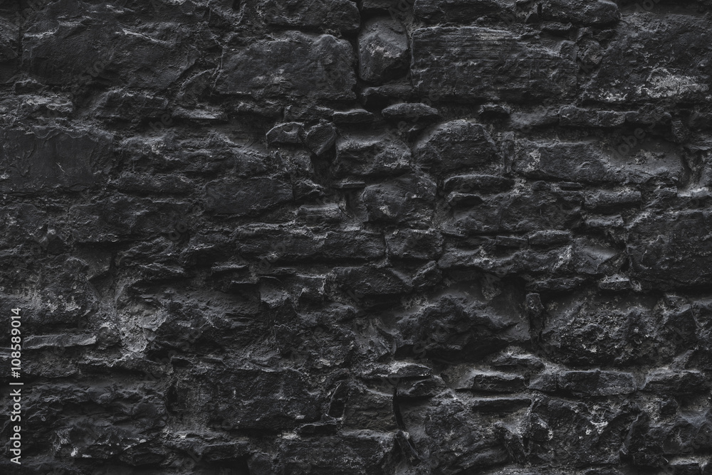 Dark Brown Old Medieval Natural Stone Wall Texture Background Or
