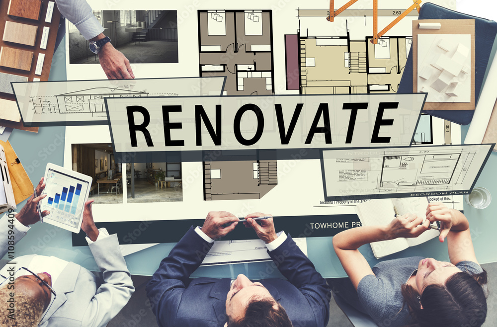 Plan Renovate Architecture Blueprint Drawing Concept Stock Photo ...