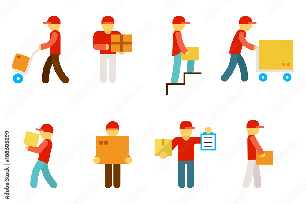 Delivery man icons Stock Vector | Adobe Stock