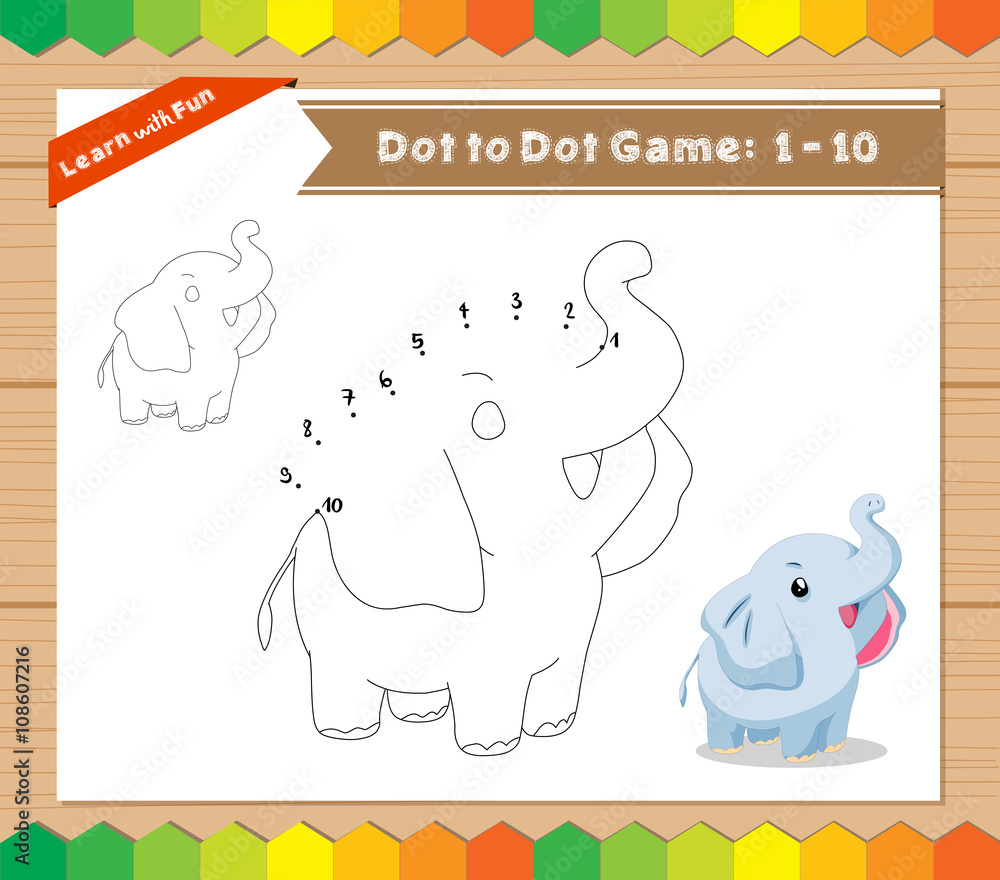 Cartoon Elephant. Dot to dot educational game for kids Stock Vector ...