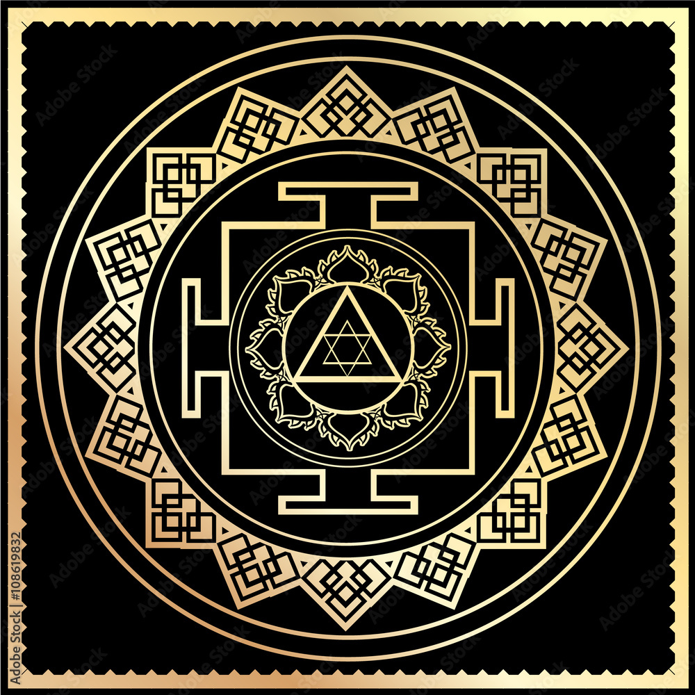 illustration golden Yantra Goddess Lakshmi symbol Stock-Vektorgrafik ...