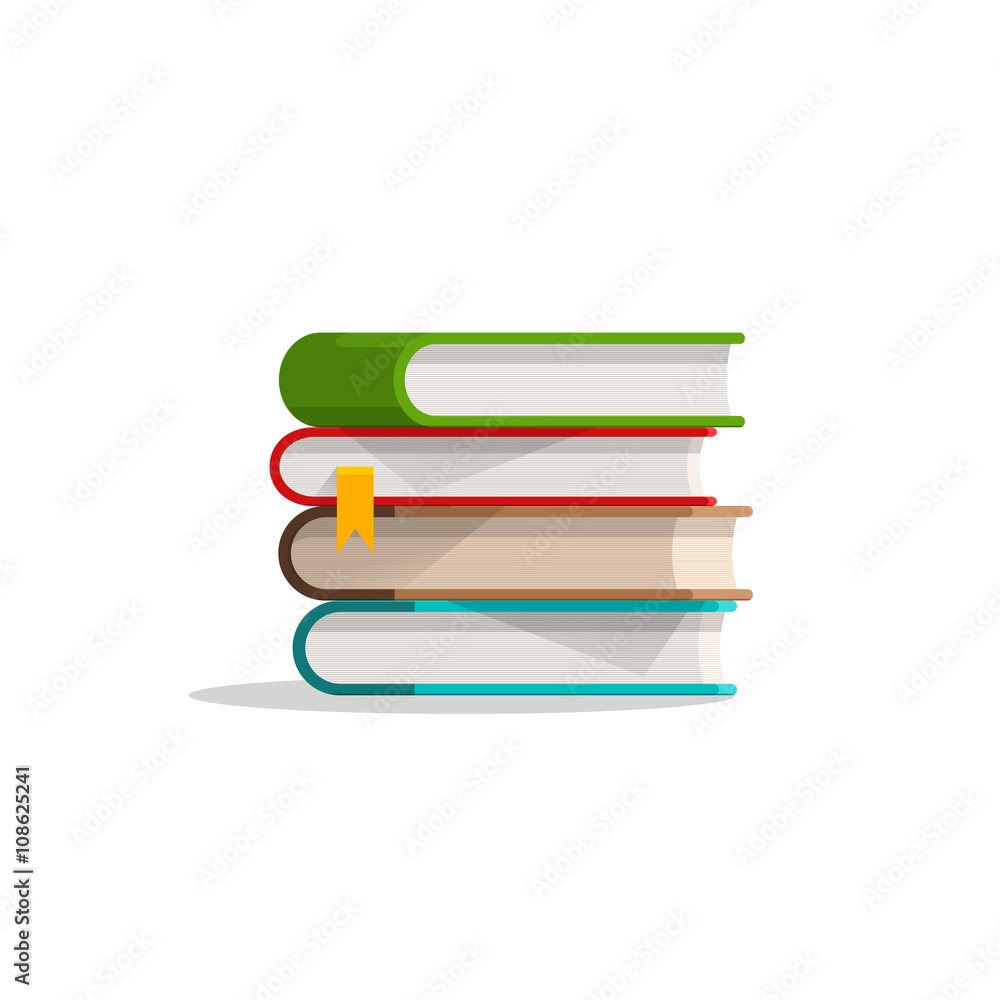 Books stacked, books pile with bookmark, textbook stack with shadow ...