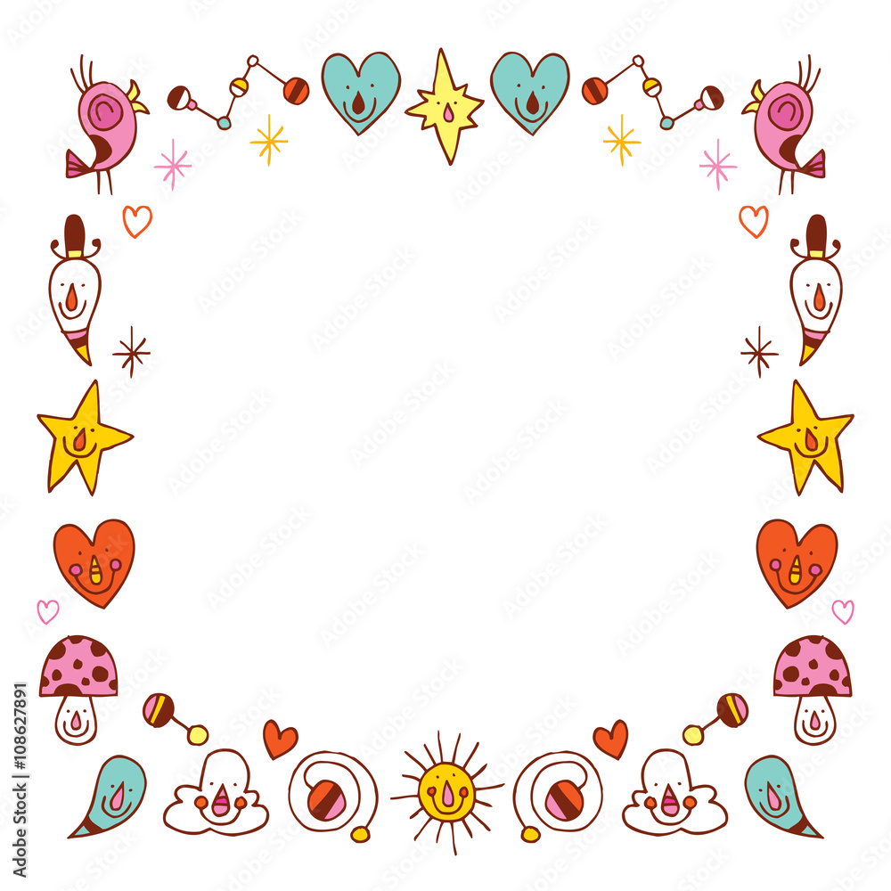 cartoon characters border frame design elements Stock Vector | Adobe Stock