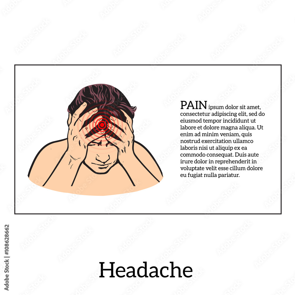 Picture a woman with a headache, vector illustration sketch of a woman ...
