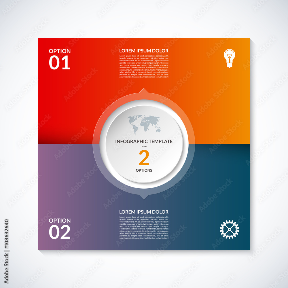 Vector infographic square template. Banner with 2 steps, options, parts ... Vector infographic square template. Banner with 2 steps, options, parts ...