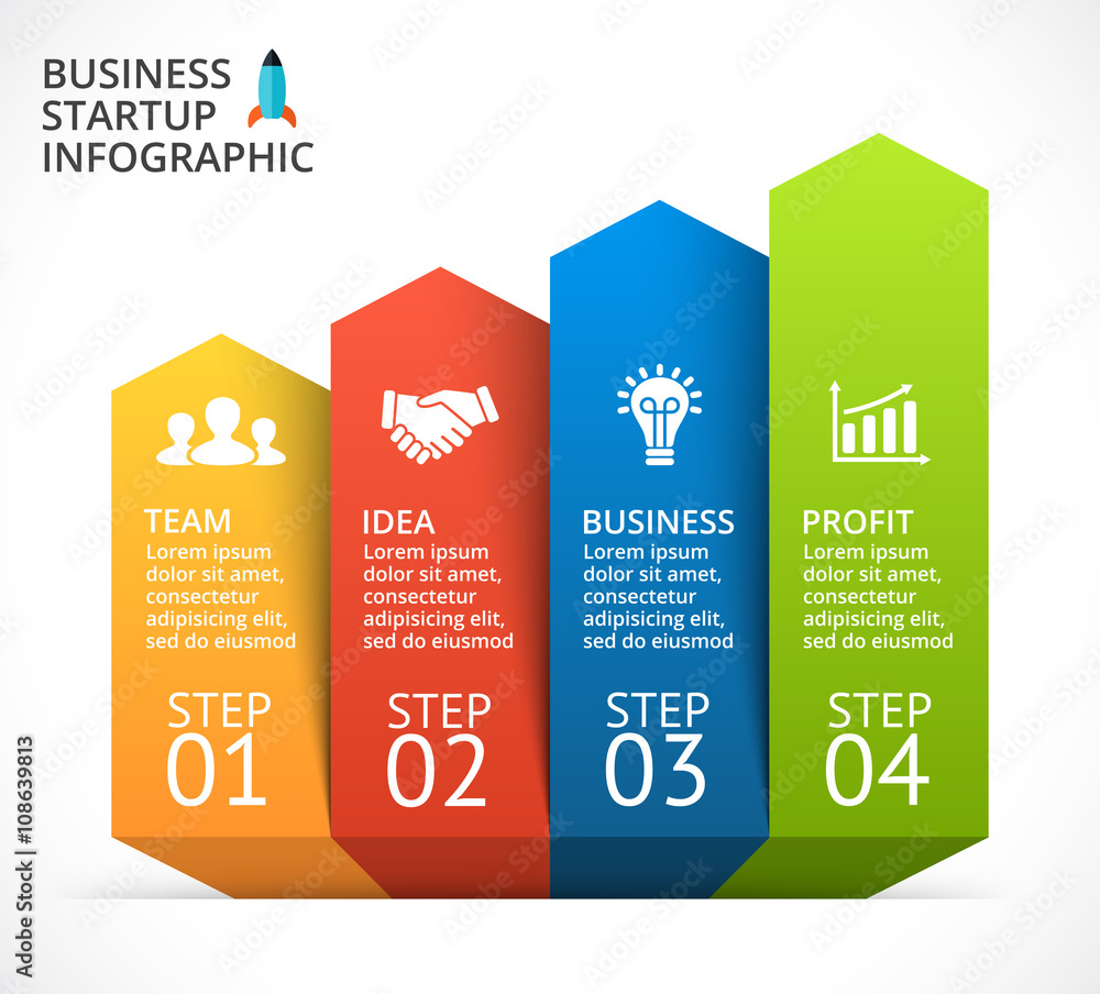 Vector 3d arrows stairs infographic. Template for timeline diagram ...